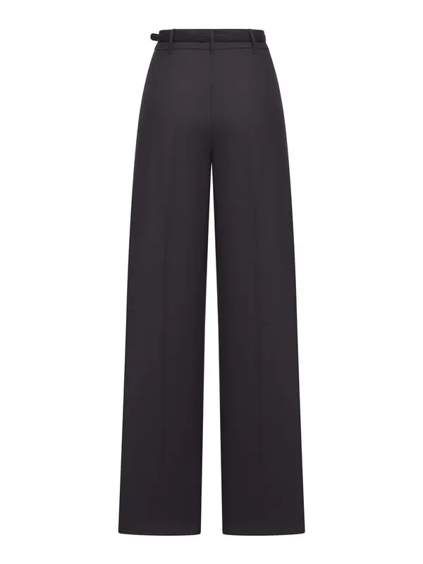 Max Mara Belted Wool Trousers - Black