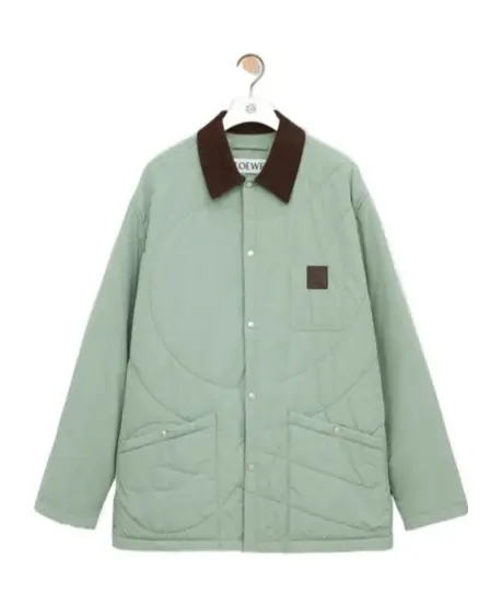 Loewe Padded Overshirt In Technical Shell - Turquoise