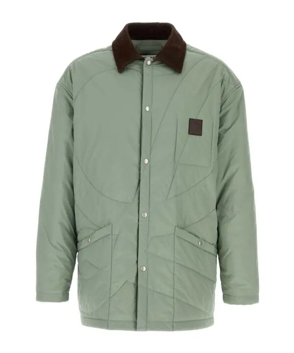 Loewe Padded Technical Shell Overshirt With Suede Collar - Turquoise
