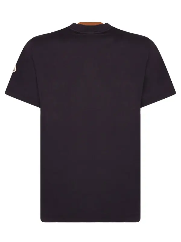 Moncler Logo Embroidered Crewneck T-shirt - Navy Blue