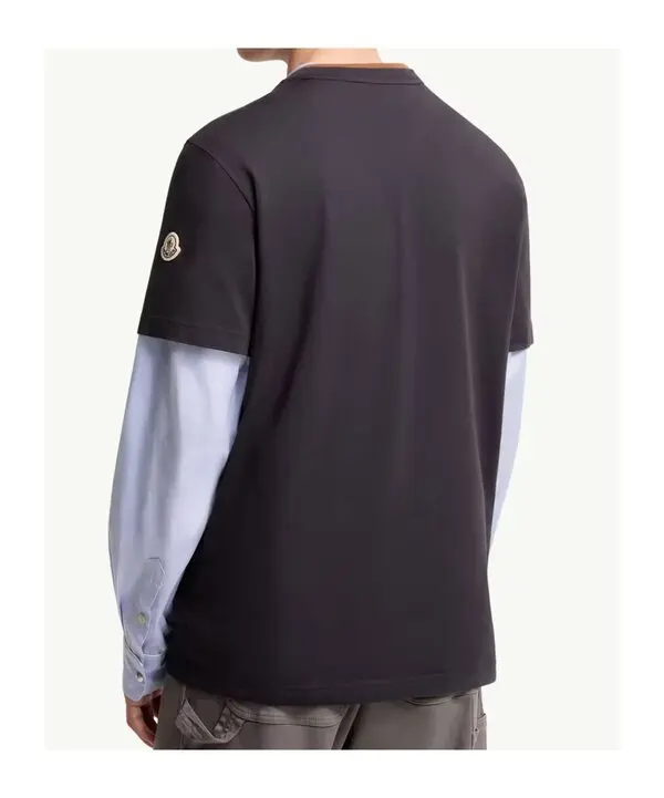 Moncler Logo Embroidered Crewneck T-shirt - Navy Blue