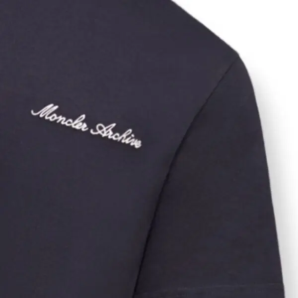 Moncler Logo Embroidered Crewneck T-shirt - Navy Blue