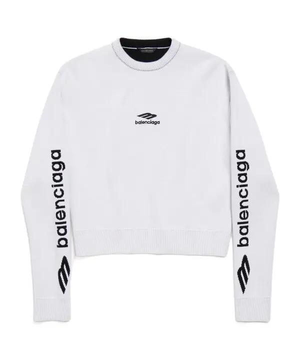 Balenciaga Long-sleeved Crewneck Jumper With Embroidered Logo