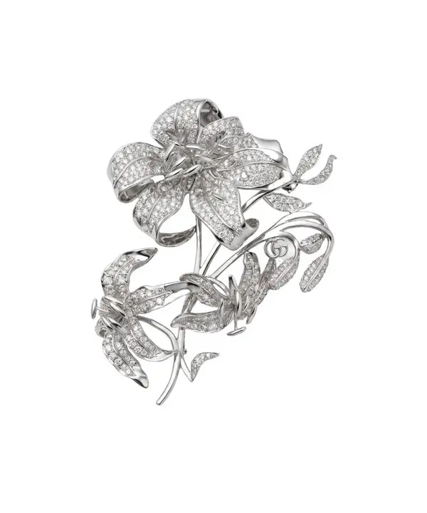 Gucci Floral Motif Brooch - Palladium-toned