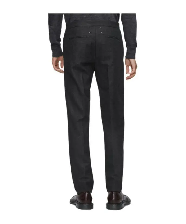 MAISON MARGIELA Drawstring Tailored Trousers - Dark Gray