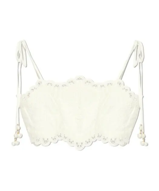 Zimmermann Ottie Embroidered Cropped Top - White