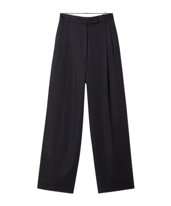 RÓHE High-waisted Pleated Wide-leg Pants - Black