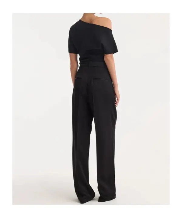 RÓHE High-waisted Pleated Wide-leg Pants - Black