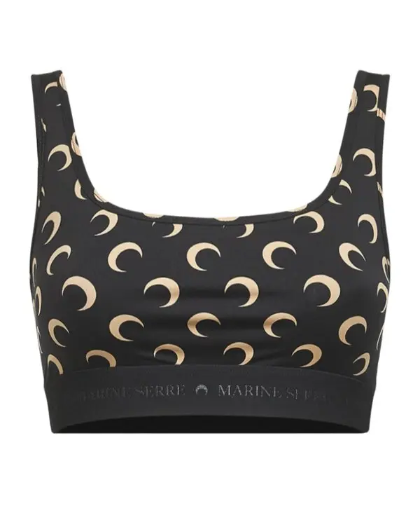 MARINE SERRE Moon-printed Sleeveless Sports Bra - Black