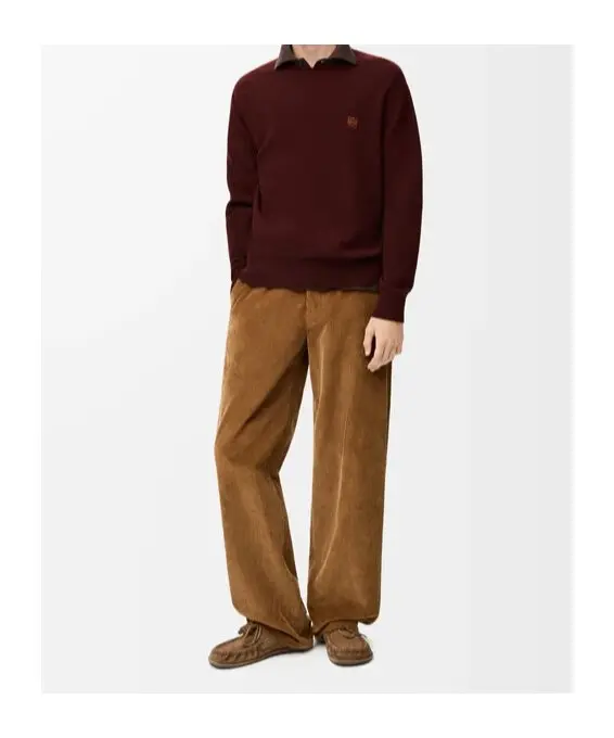 Loewe Two-tone Intarsia Detailed Crew Neck Jumper - Burgundy