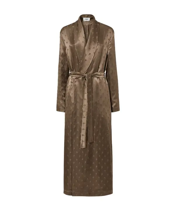 Fendi Jacquard Silk Overcoat - Dark Green