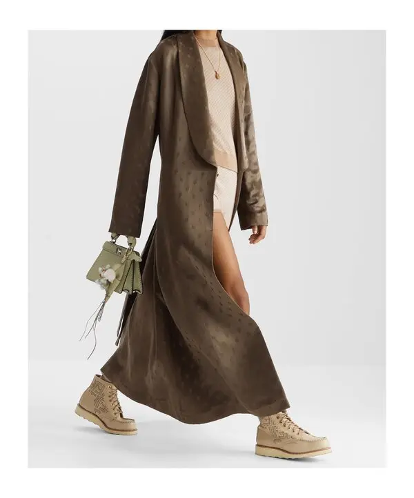 Fendi Jacquard Silk Overcoat - Dark Green