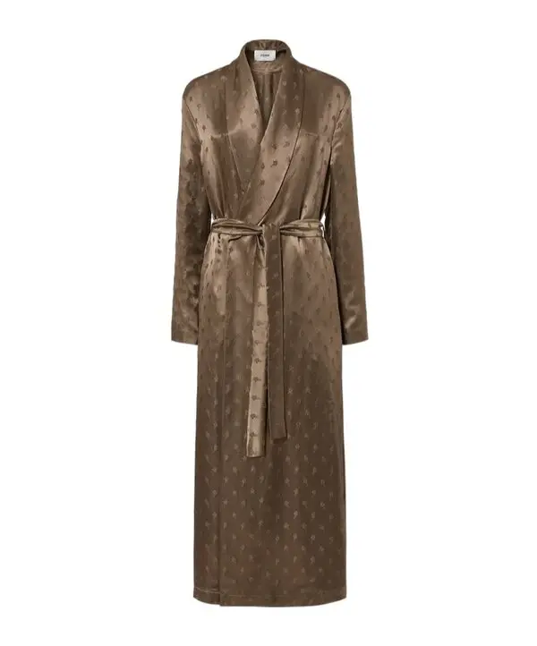 Fendi Jacquard Silk Overcoat - Dark Green