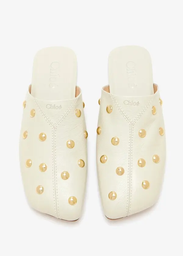 Chloé Rita Studded Mules - White