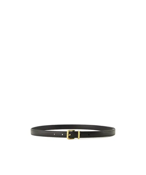 Miu Miu Logo Engraved Buckle Leather Belt - Black