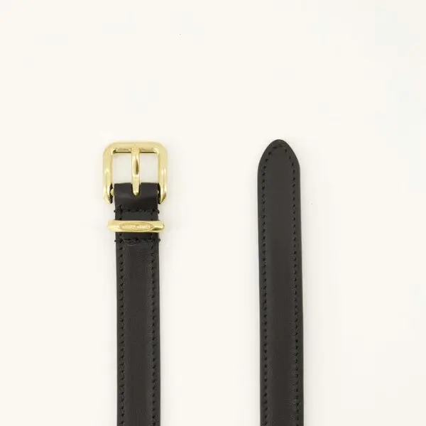Miu Miu Logo Engraved Buckle Leather Belt - Black