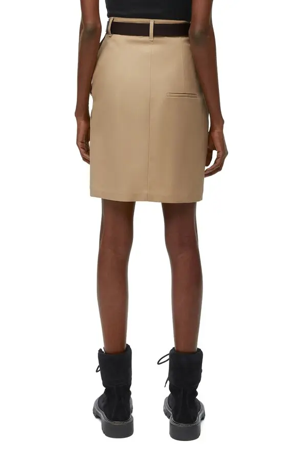 Loewe Draped Cotton Skirt With Leather Belt