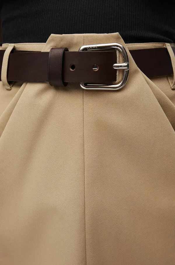 Loewe Draped Cotton Skirt With Leather Belt