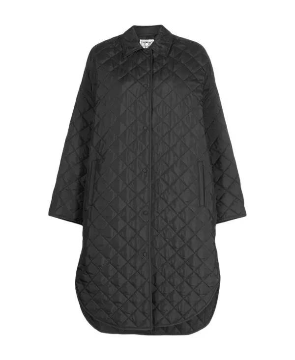 TOTEME Diamond-quilted Cocoon Coat - Black