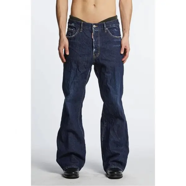 Dsquared2 Dark Wash Loose Distressed Jeans - Navy Blue