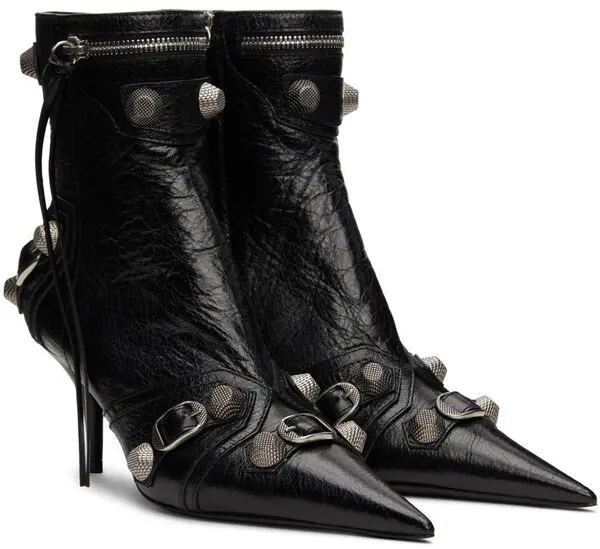 Balenciaga Pointed Toe Ankle Boots - Black