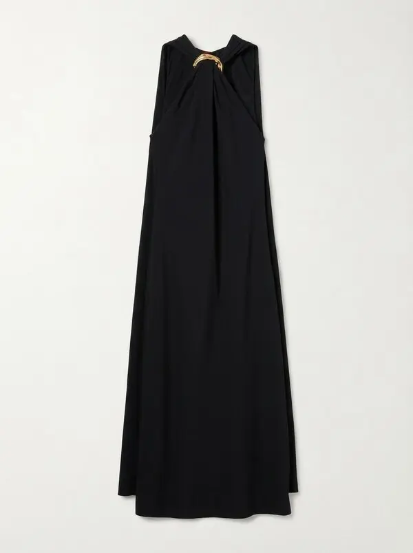Gucci Halter Neck Evening Dress With Metal Bamboo Detail