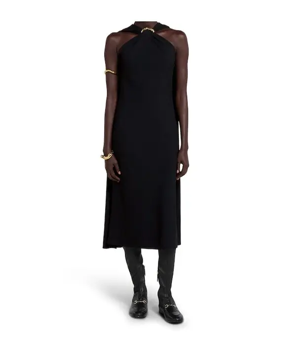 Gucci Halter Neck Evening Dress With Metal Bamboo Detail