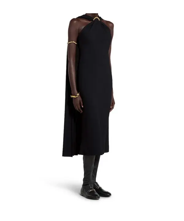 Gucci Halter Neck Evening Dress With Metal Bamboo Detail