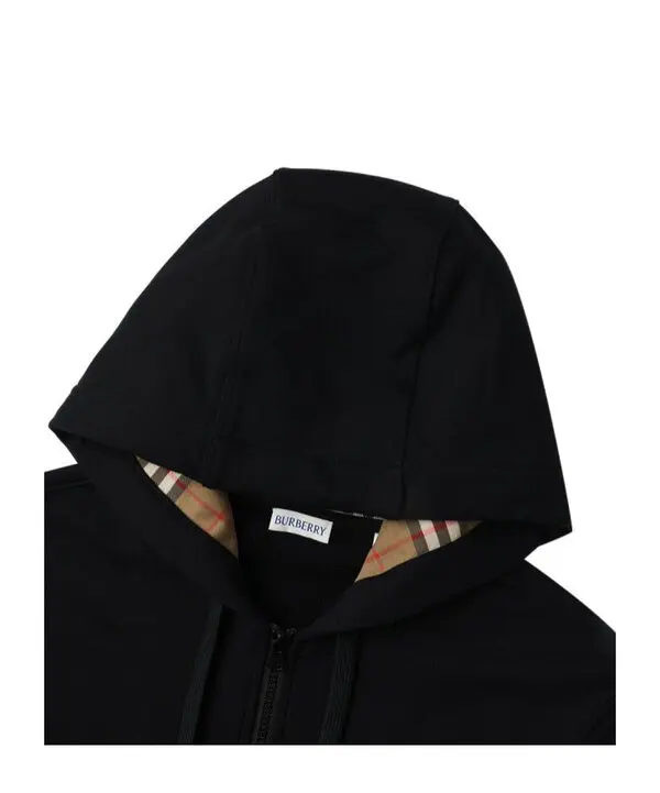 Burberry Checked Hooded Sweatshirt With Full Zip