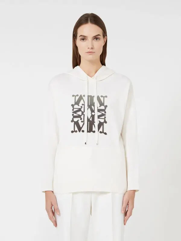 Max Mara Taddeo Drawstring Knitted Hoodie - White