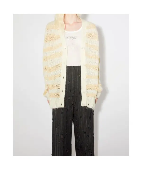 Acne Studios Striped Distressed Button-up Cardigan