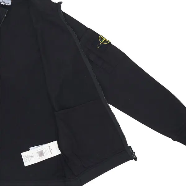 Stone Island Logo Patch Zip-up Sweatshirt - Black