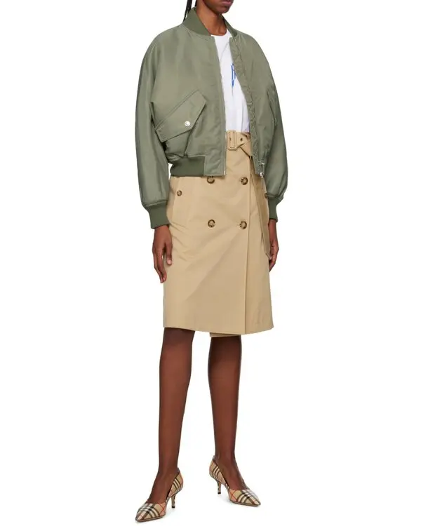 Burberry Midi Trench Skirt With Buckled Waistband - Nude