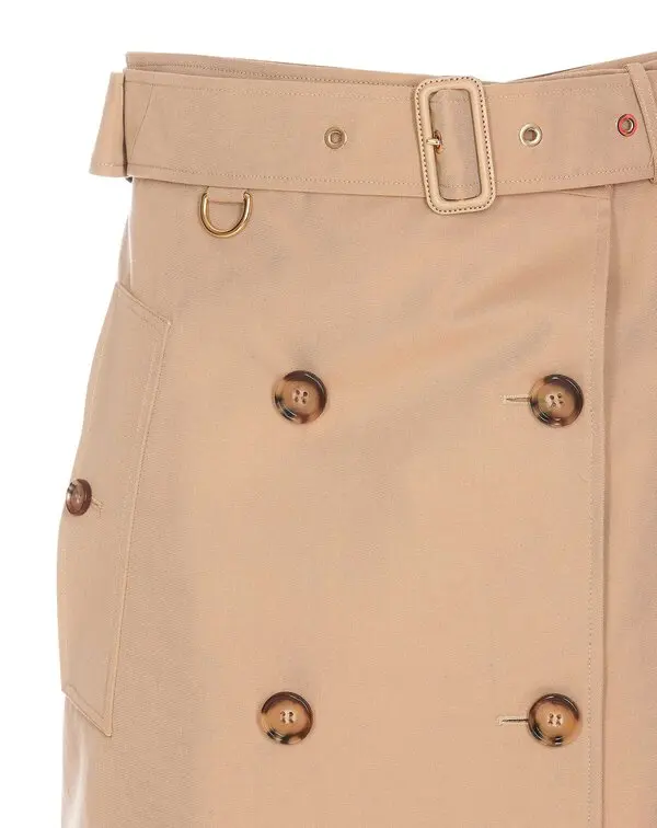 Burberry Midi Trench Skirt With Buckled Waistband