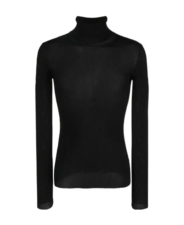 Off-White Ribbed Long-sleeve Turtleneck Jumper - Black