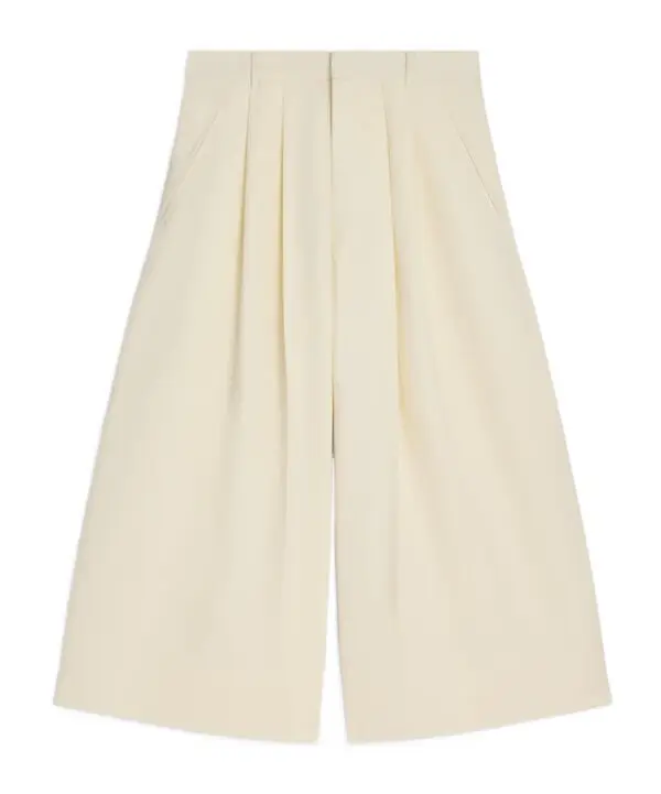 Celine Diagonal Wool Cropped Trousers - Ivory
