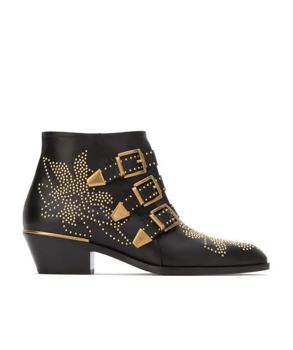 Chloé Susanna Embellished Buckled Ankle Boots - Black