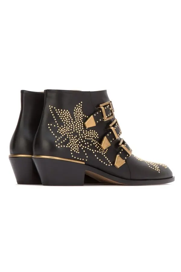 Chloé Susanna Embellished Buckled Ankle Boots - Black