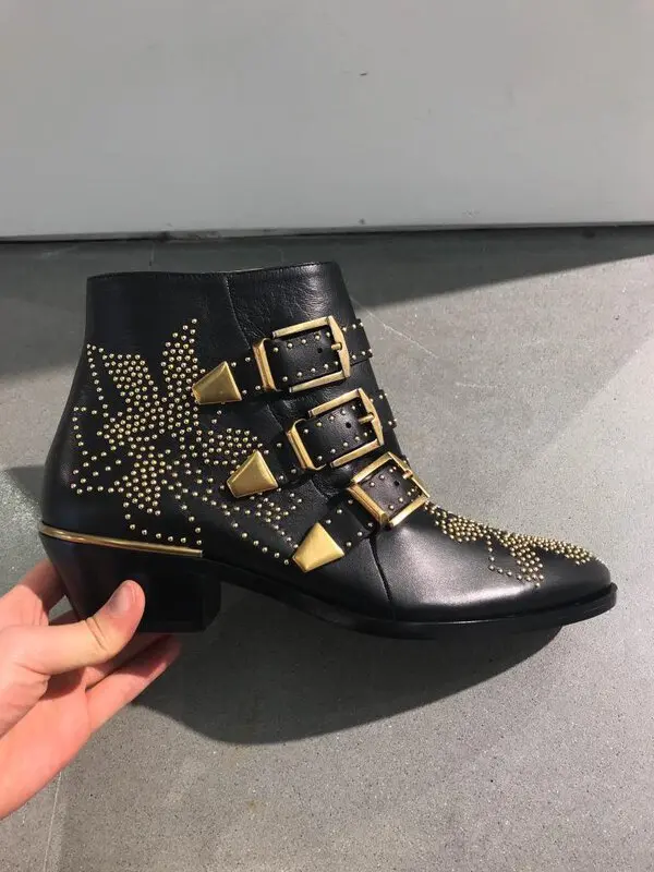 Chloé Susanna Embellished Buckled Ankle Boots - Black