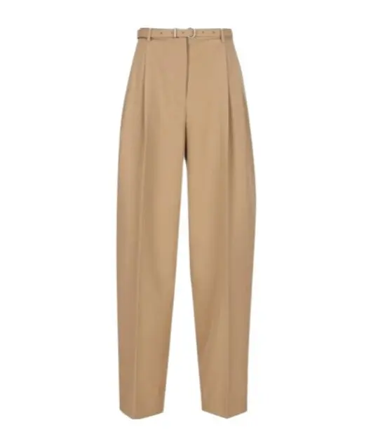 JIL SANDER High-waisted Belted Trousers - Clay