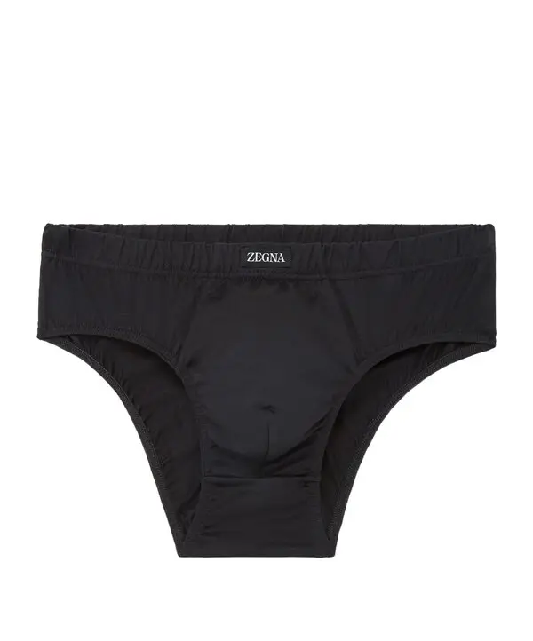 Zegna Logo Waist-side Panties - Black