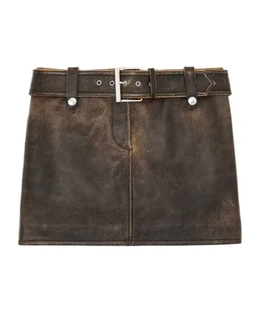 Alexander McQueen Belted Leather Mini Skirt