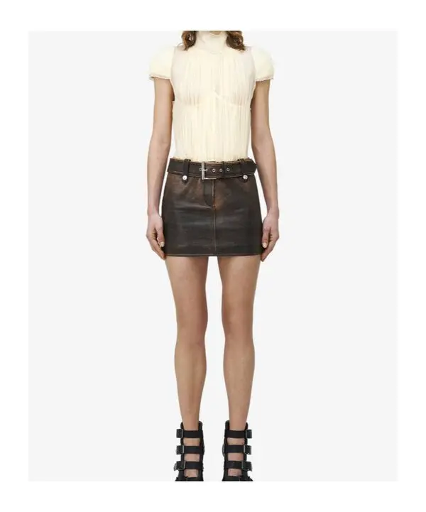 Alexander McQueen Belted Leather Mini Skirt