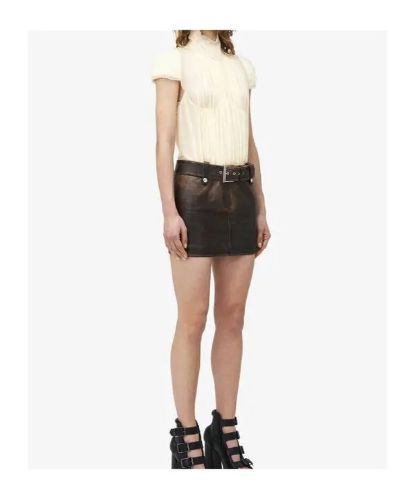 Alexander McQueen Belted Leather Mini Skirt