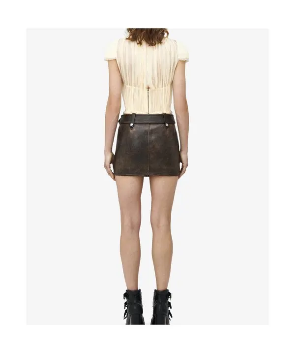 Alexander McQueen Belted Leather Mini Skirt