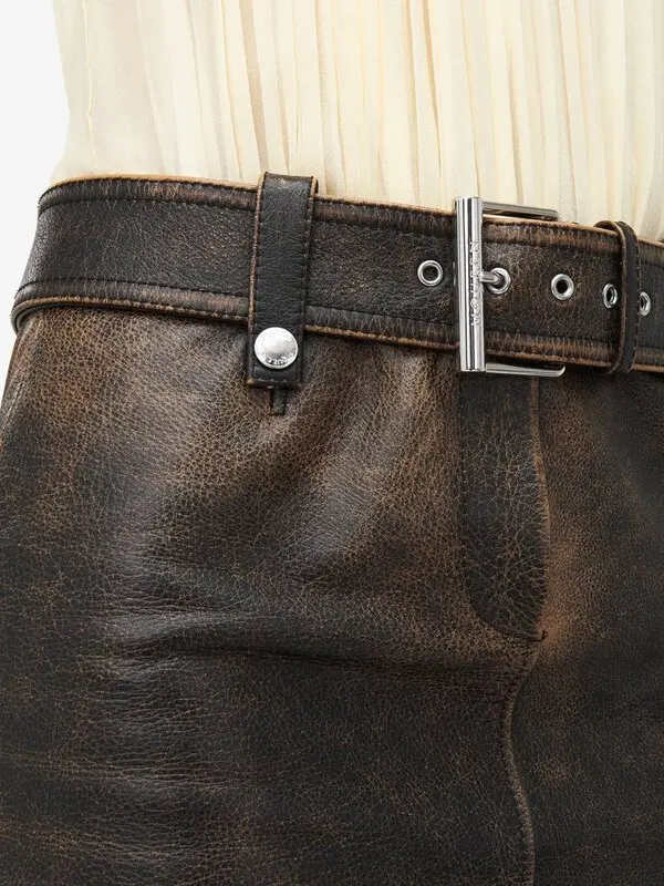 Alexander McQueen Belted Leather Mini Skirt