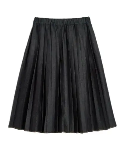 JIL SANDER Lightweight Denim Pleated Skirt - Magnet