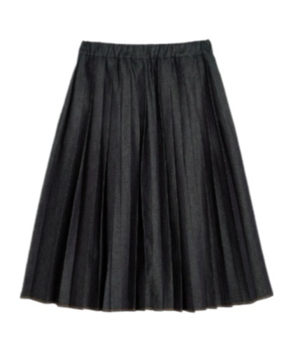 JIL SANDER Pleated Denim Midi Skirt - Magnet