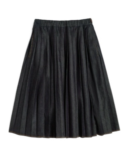 JIL SANDER Pleated Denim Midi Skirt