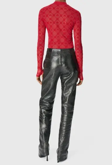 MARINE SERRE Second Skin Semi-sheer Top With Bee Swarm Print - Red